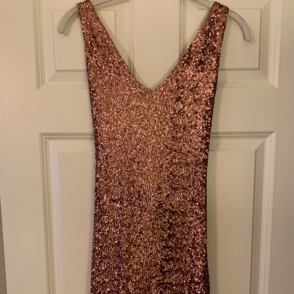 bebe | Dresses | Bebe Rose Gold Sequin Dress | Poshmark
